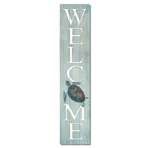 Welcome Sea Turtle Door Leaner Sign | Four Green Fields Gifts